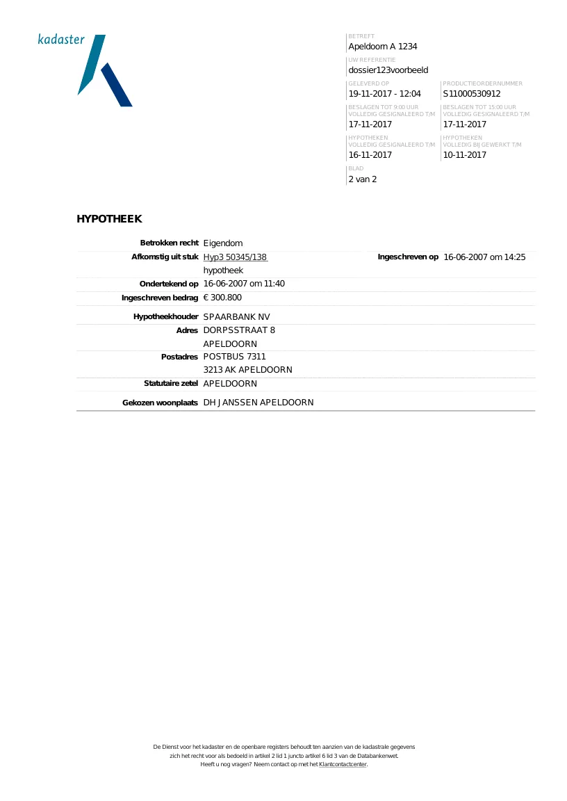 Hypotheekinformatie - KadastraleKaart.com